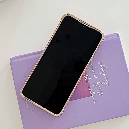 phylla Compatible with Samsung Galaxy S21 FE 6.4β 5g Phone Case Luxury Plating Cute Love Heart Side Small Pattern Case Full Camera Protection Soft Silicone Shockproof Bumper Cover (Purple)