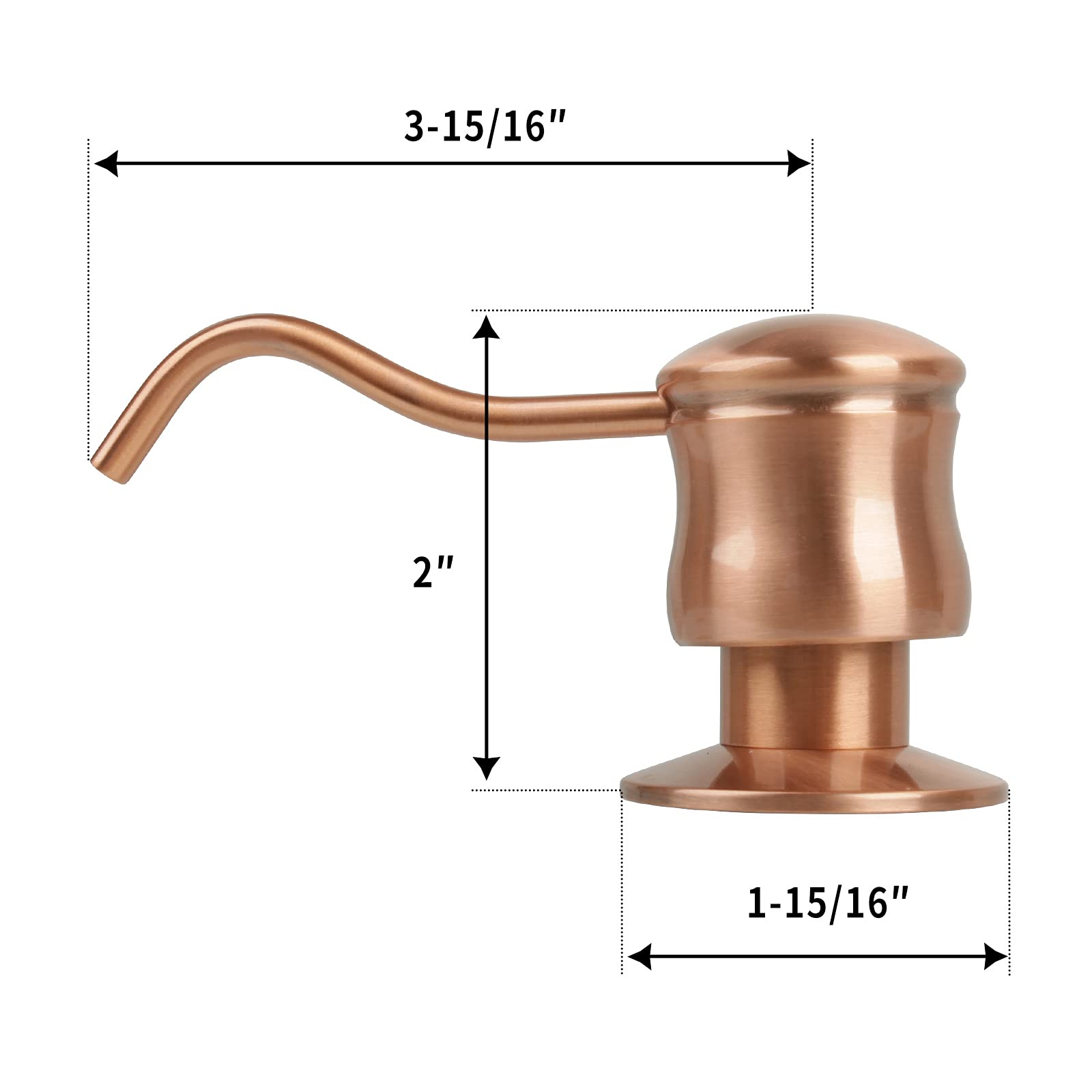 Copper Kitchen Faucet with Soap Dispenser, Single Handle Solid Brass High Arc Pull Down Sprayer Head Kitchen Sink Faucets with Deck Plate