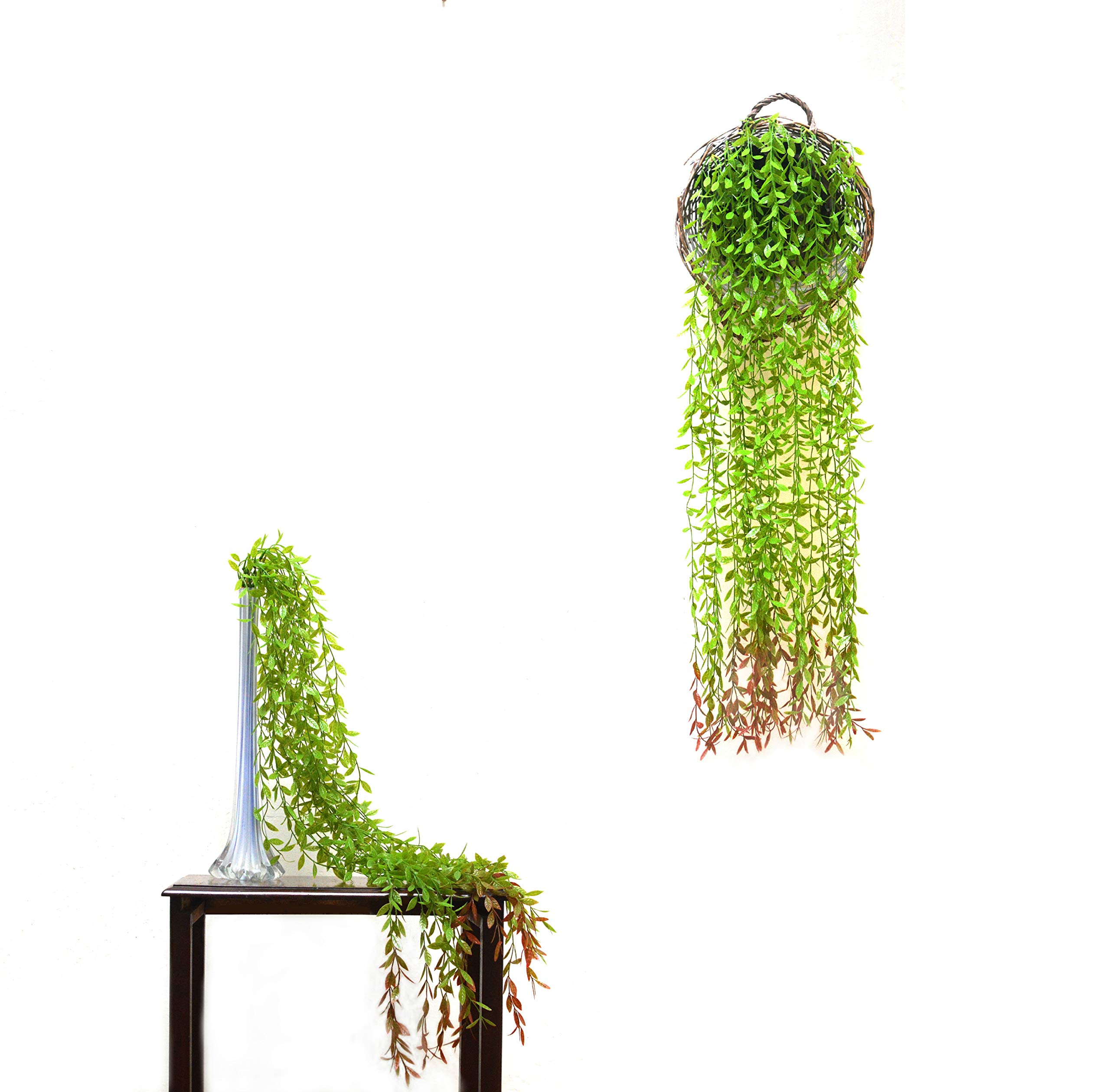 Walnut Home Hanging Leaves 6Pcs Vine Garland Eucalyptus Garland Artificial Vines Leaves and Stem Ivy Realistic Greenery Decor Jungle Decoration