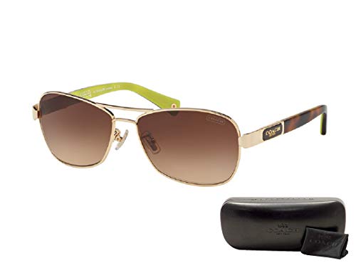 Coach HC7012 CAROLINE 910013 56M Gold/Tortoise/Brown Gradient Aviator Sunglasses For Women+ BUNDLE with Designer iWear Eyewear Kit