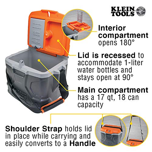 Klein Tools 55600 Work Cooler, 17-Quart Lunch Box & Camco Large Currituck Reusable Freezer Cold Pack for Coolers and Lunch Boxes These Cool Ice Packs, Blue