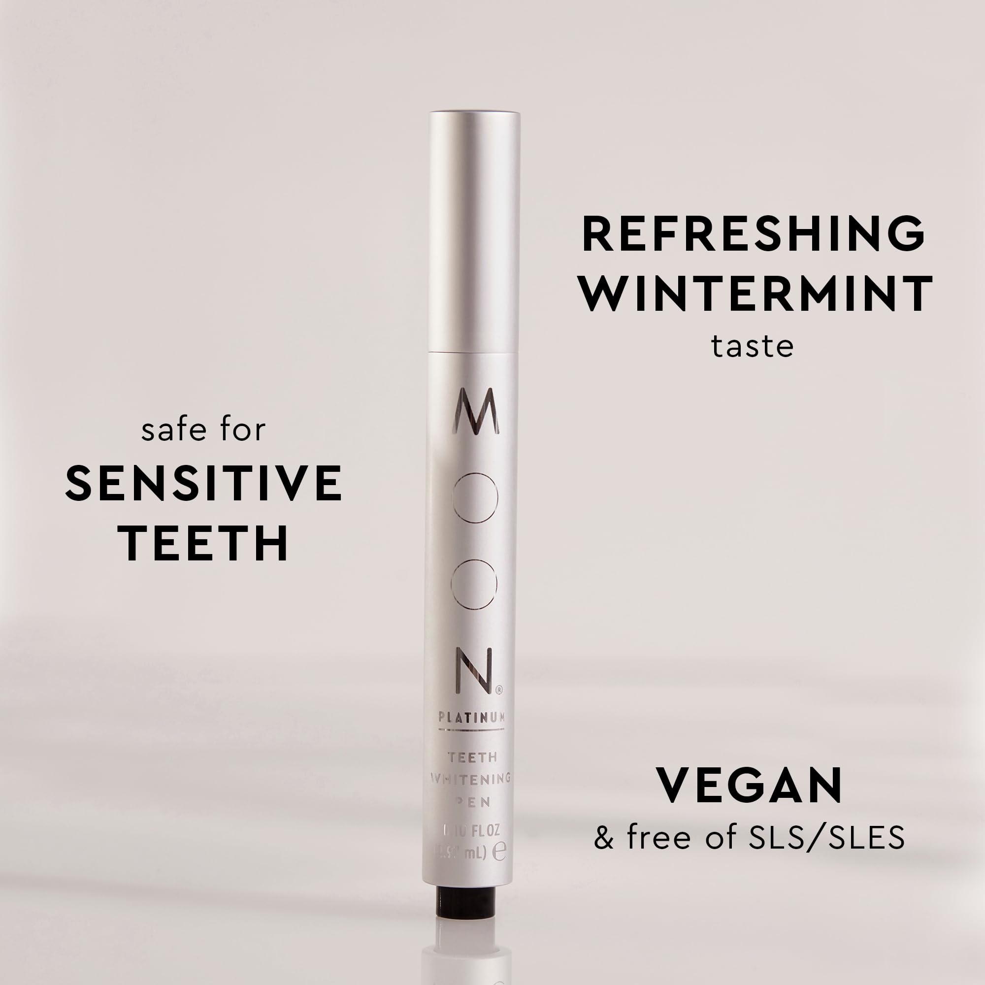 MOON Platinum Teeth Whitening Pen, Whitens Teeth Fast, Gentle on Sensitive Teeth, 30+ Uses, Vegan, Mint Flavor