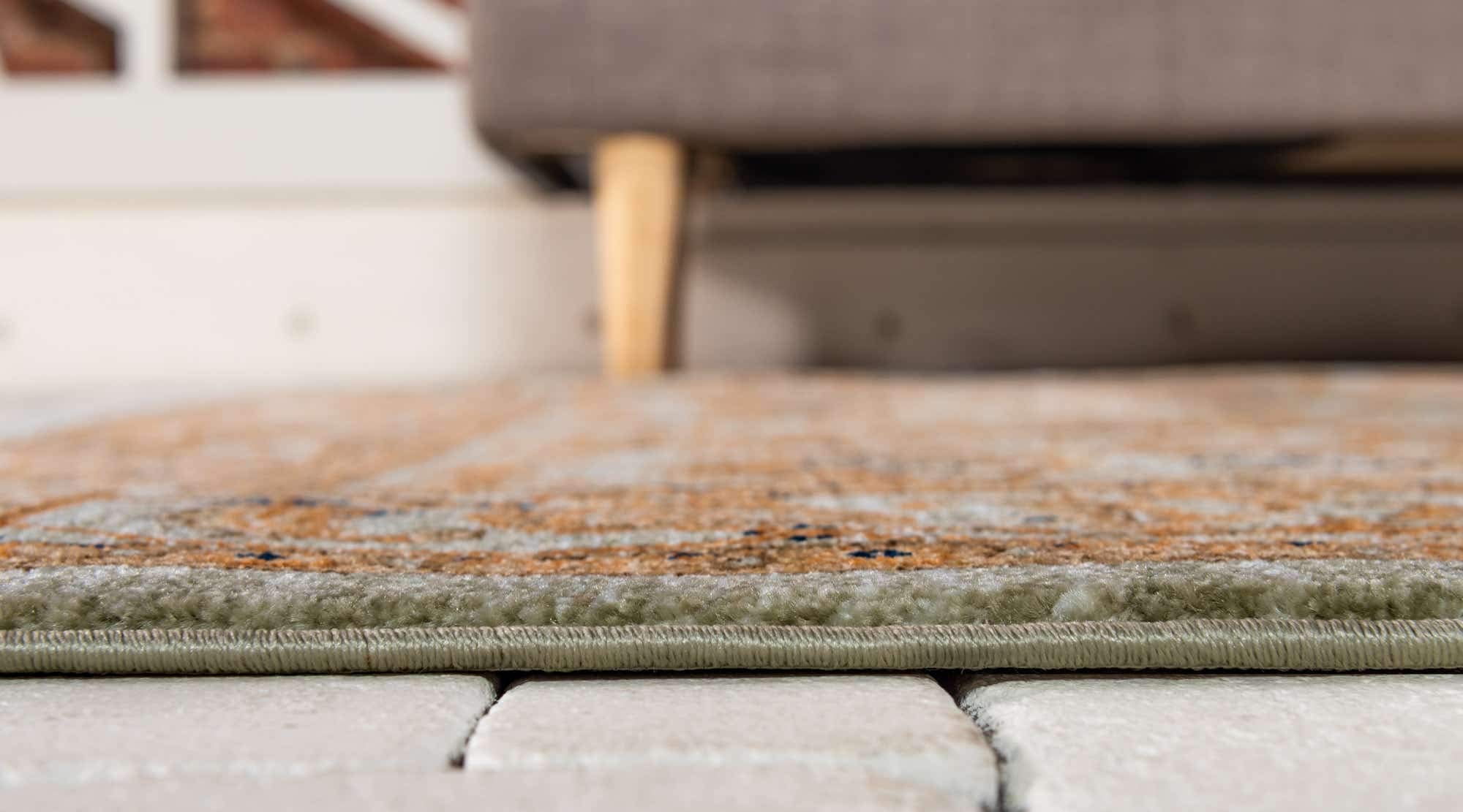 Unique Loom Dorchester Collection Botanical, Border, Traditional Area Rug (4' 5 x 4' 5 Square, Light Green/ Tan)