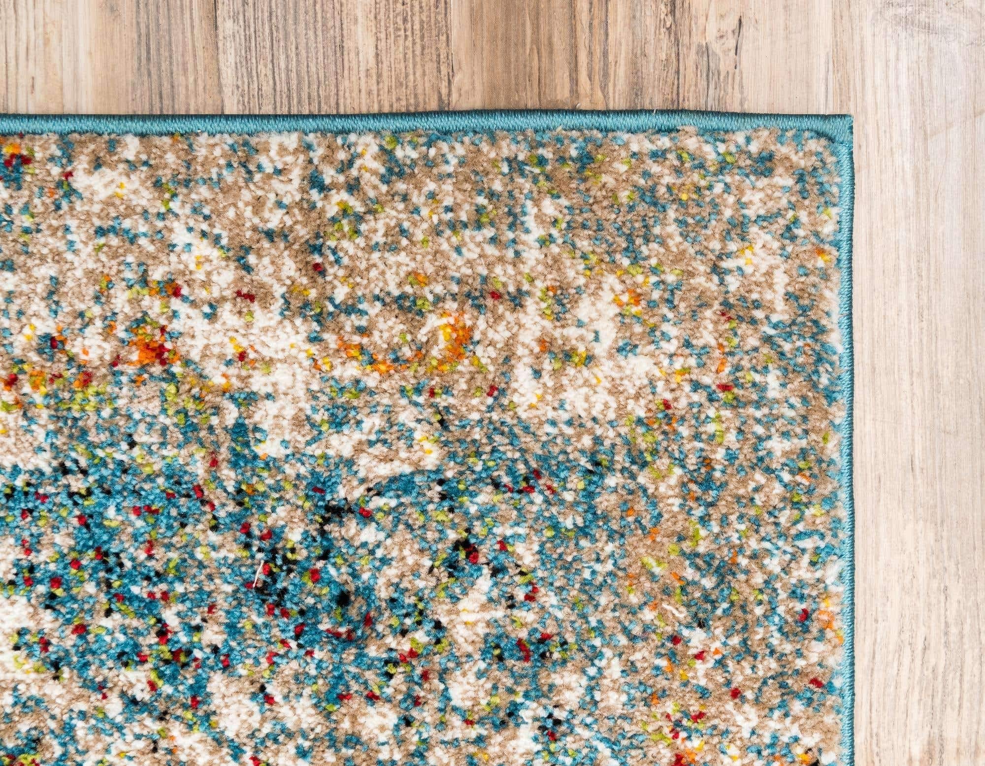 Unique Loom Rosso Collection Vintage, Traditional, Bohemian, Border, Distressed, Southwestern Area Rug, 5' 0" x 8' 0", Blue/Ivory
