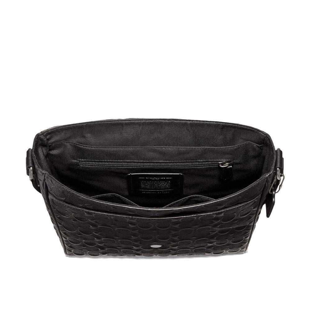 Coach Signature Leather Houston Map Messenger Bag - #F73340 - Black