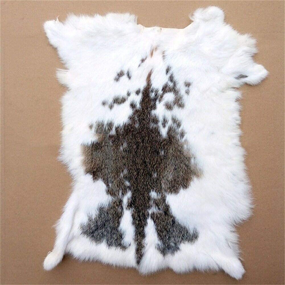 Natural Spotted Color Rabbit Fur Pelt Hide(10" by 12" with Sewing Quality Leather) - Soft Professionally Tanned 1PCS