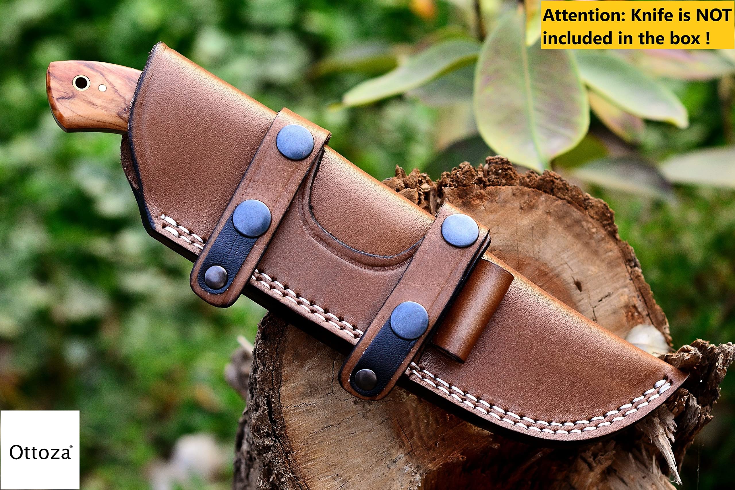 Ottoza TOP GRAIN Leather Knife Sheaths for Fixed Blade Knives, LEFT HAND Leather Knife Sheath for Belt, Leather Knife Holster Belt Knife Holder, Horizontal Knife Sheath for Belt No:102