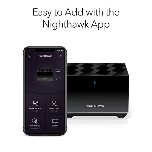 NETGEAR Nighthawk Tri-Band Whole Home Mesh WiFi 6 Add-on Satellite (MS80) – add up to 2,250 sq. ft. of Coverage