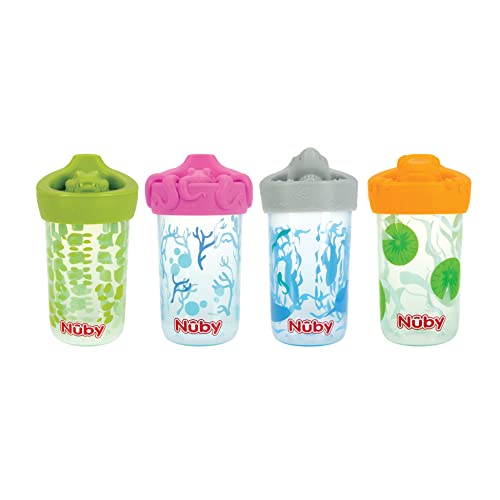 Nuby No Spill 3D Character Sippy Cup with Soft Touch Flo Silicone Top, 12 Ounce, Shark (Prints May Vary)