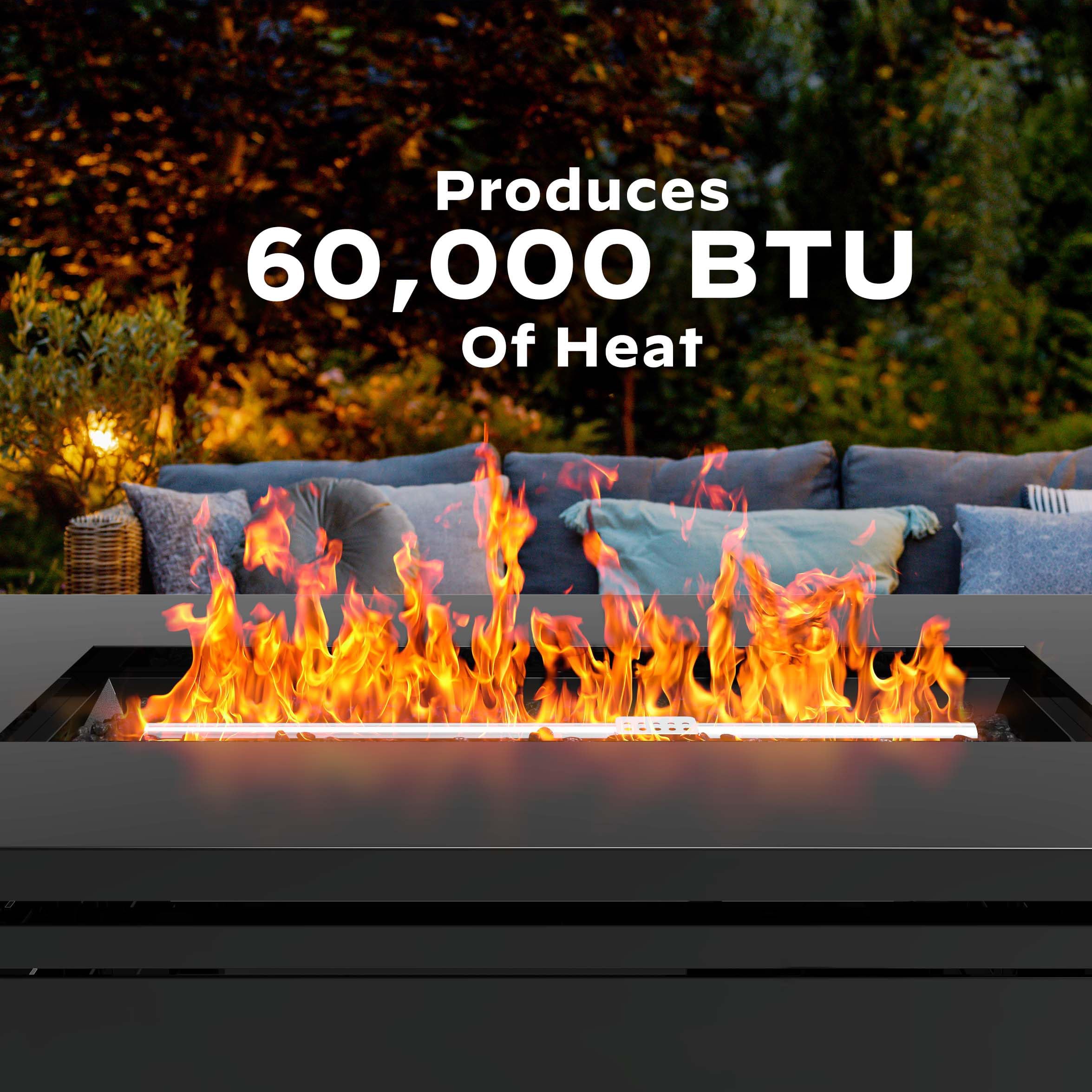 Ciays 42 Inch Gas Fire Pit Table, 60,000 BTU Propane Fire Pits for Outside with Steel Lid and Lava Rock, 2 in 1 Firepit Table for Gatherings Parties on Patio Deck Garden Backyard, Black