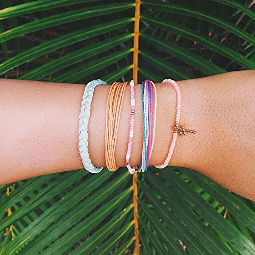 Pura Vida Rose Quartz Bracelet - Handcrafted with Iron-Coated Copper Charm - Wax-Coated, 100% Waterproof