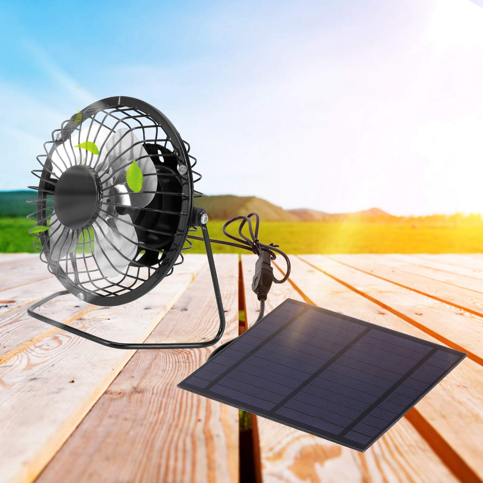 Ejoyous Solar Panel, 5W Solar Powered Fan Mini Cooling Exhaust Fan Photovoltaic Solar Panel Fan Set for Greenhouse Home Chicken House Cooling