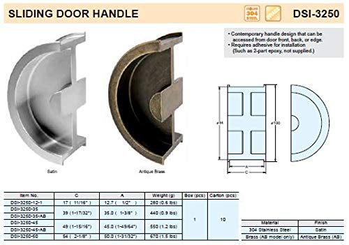 Sugatsune, Lamp DSI-3250-45 Door Hardware, 304 Stainless Steel, Satin