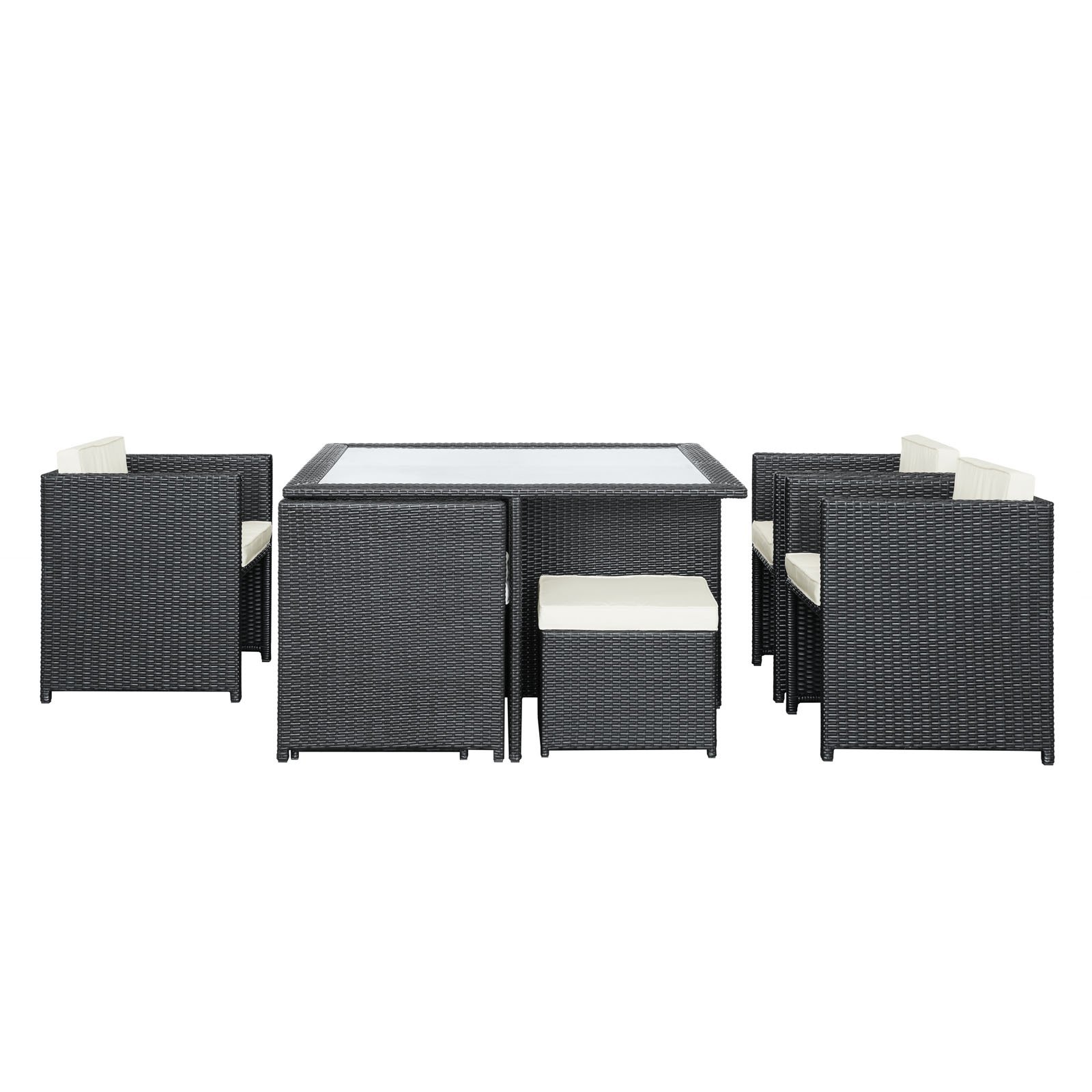 Modway Inverse Wicker Rattan 9-Piece Outdoor Patio Dining Furniture Set in Espresso White