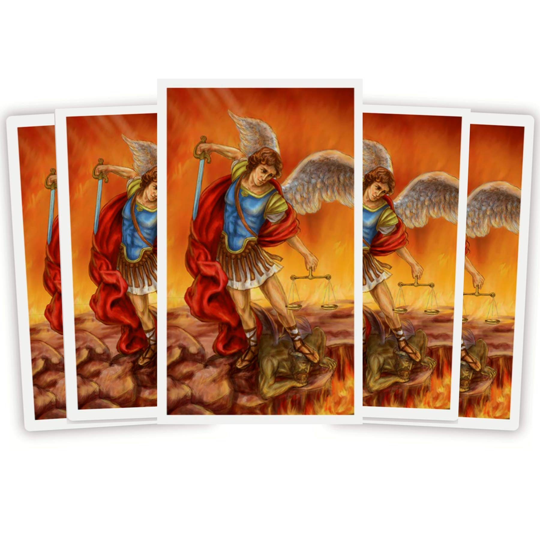 St Michael The Archangel Holy Prayer Cards, Laminated Cardstock with Scripture of Protection, Inspirational Christian Gifts, Pack of 5, 2.25 x 3.75 Inches