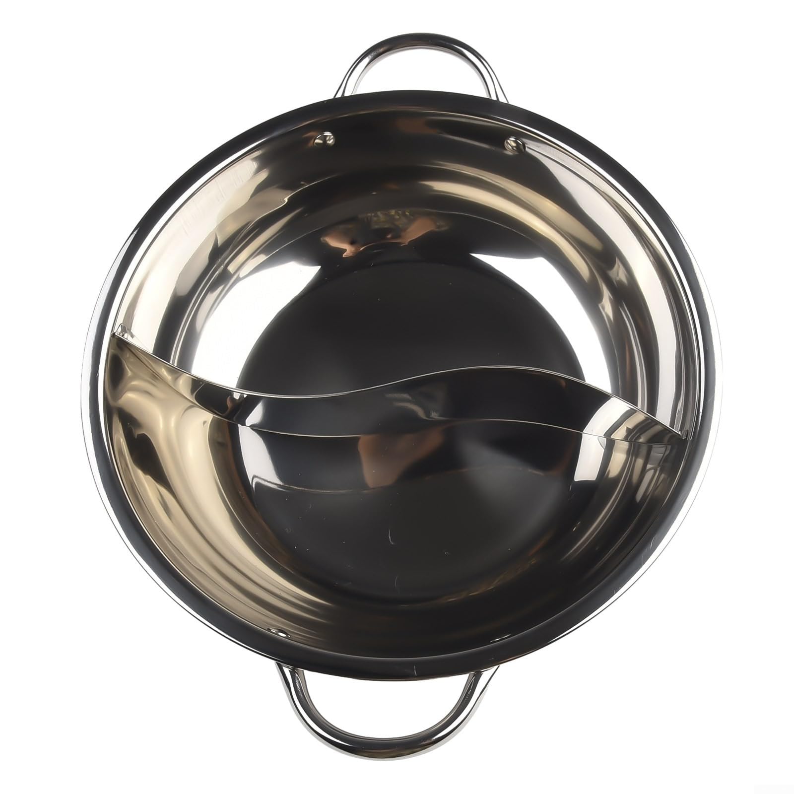 Hot Pot 28cm Stainless Steel Shabu Hot Pot Twin Divided Cookware for Induction Cooktop Gas Stove(28cm)