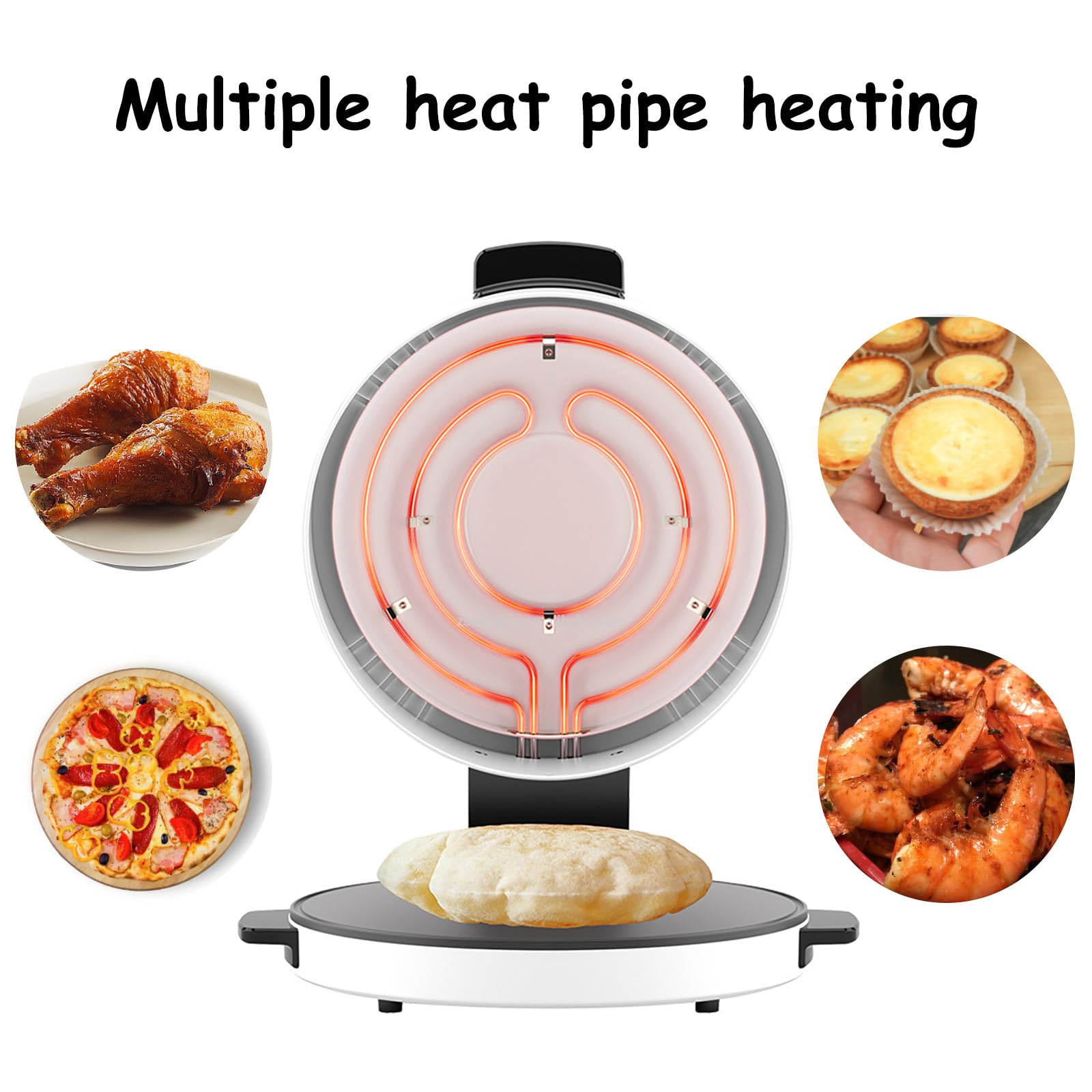 Countertop Pizza Maker, 1800-Watt Indoor Pizza Oven,Can Make 11.8-inch Pizza, White
