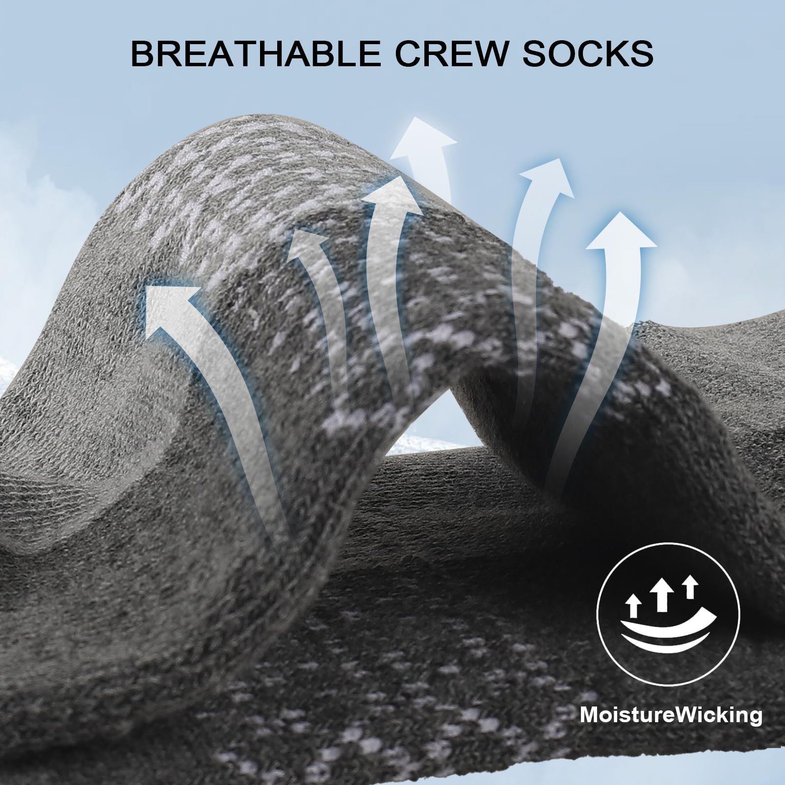 eallco Mens Crew Socks Athletic Work Calf Socks Running Long Socks With Cushioned Sole 6 Pairs