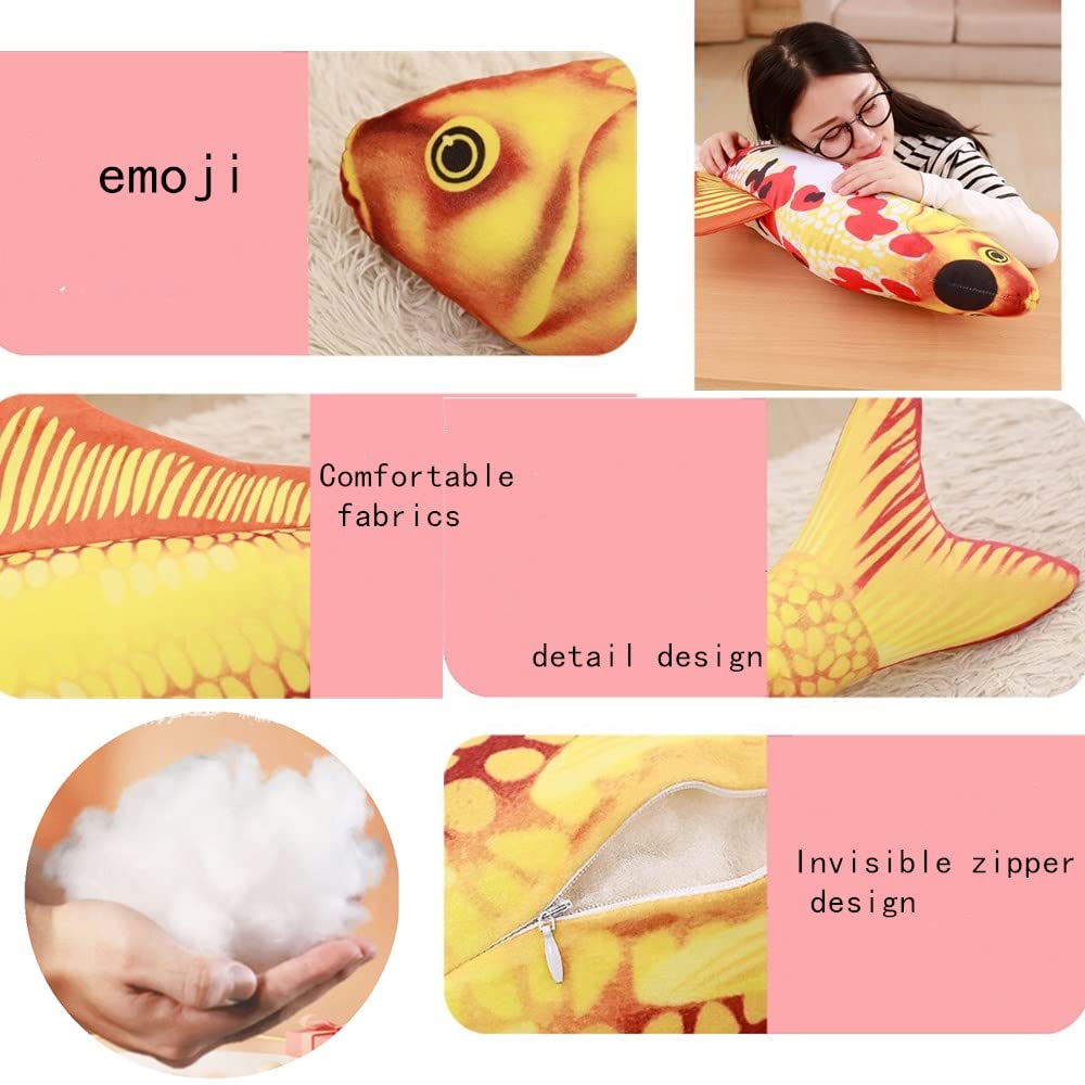 OUKEYI Soft Fish Cushion Pillow,35inch/ 90cm Carp Plush Pillow Stuffed Toy Throw Pillow for Home Decoration Gift Stuffed Animal Toy