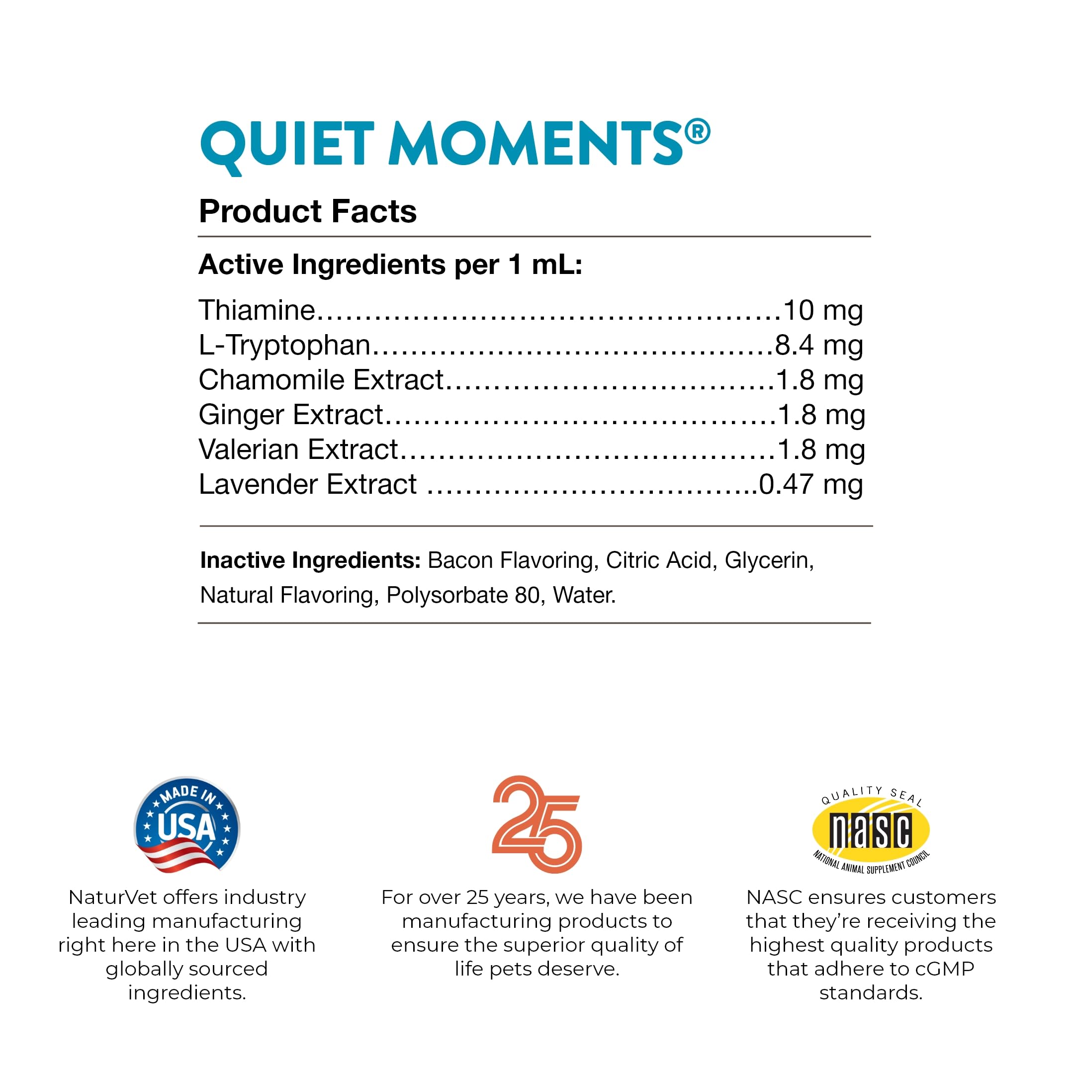 NaturVet Quiet Moments Calming Drops for Cats & Dogs β Helps Reduce Pet Stress, Promotes Relaxation β Dog Supplement, Cat Supplement Includes L-Tryptophan, Ginger, Chamomile β 2 Oz.