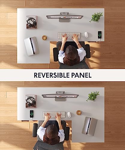 SANODESK 63-Inch Large Dual Motor L-Shaped Electric Height Adjustable Standing Desk - Reversible Panel - White Top/White Frame - Ideal for Gaming, Home Office or Computer Workstation