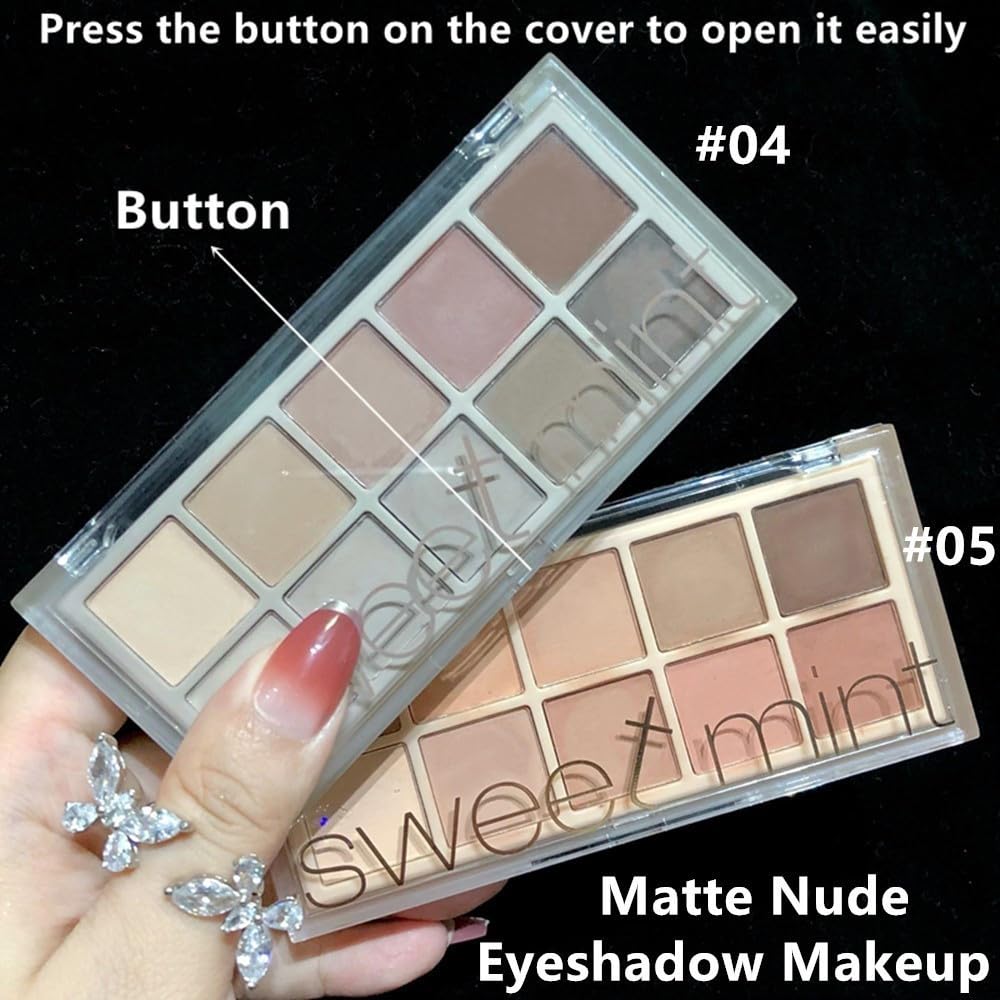 Go Ho 10 Colors Eyeshadow Palette,All Matte Nude Pink Eyeshadow Makeup,Highly Pigmented Smooth Warm Shades Eye Shadow,Waterproof Eyeshadow Makeup Palette,09 Matte Nude Powder