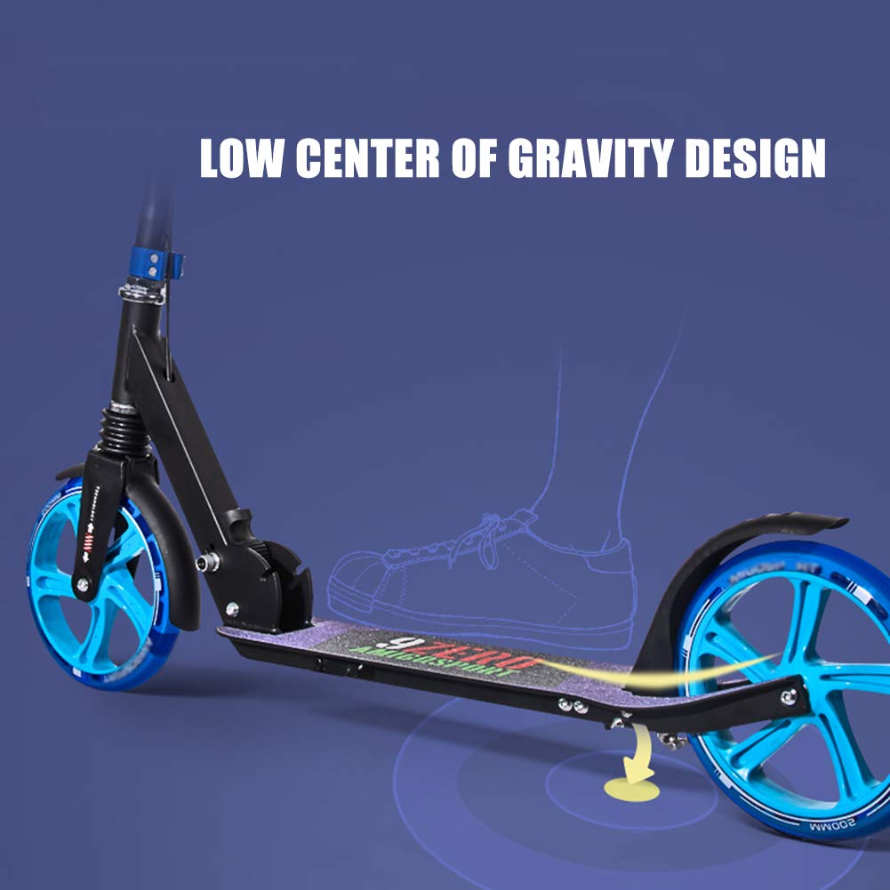 Chunlan Folding with Shock Absorber Children's Scooter 20cm Wheels Boy Commute Student Flashing Wheels City Scooters Double Brake Non-Electric(Color:White)