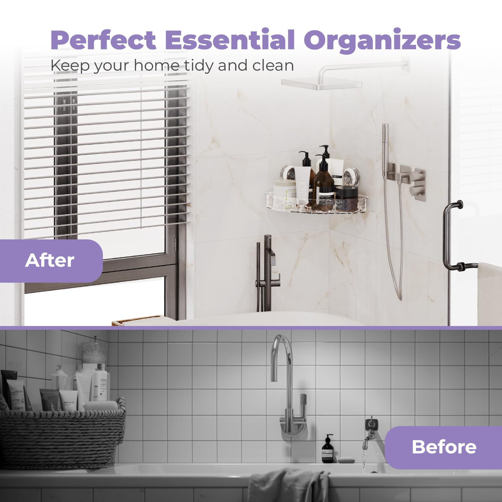 KATIKADDY Large Corner Shower Caddy Suction Cup