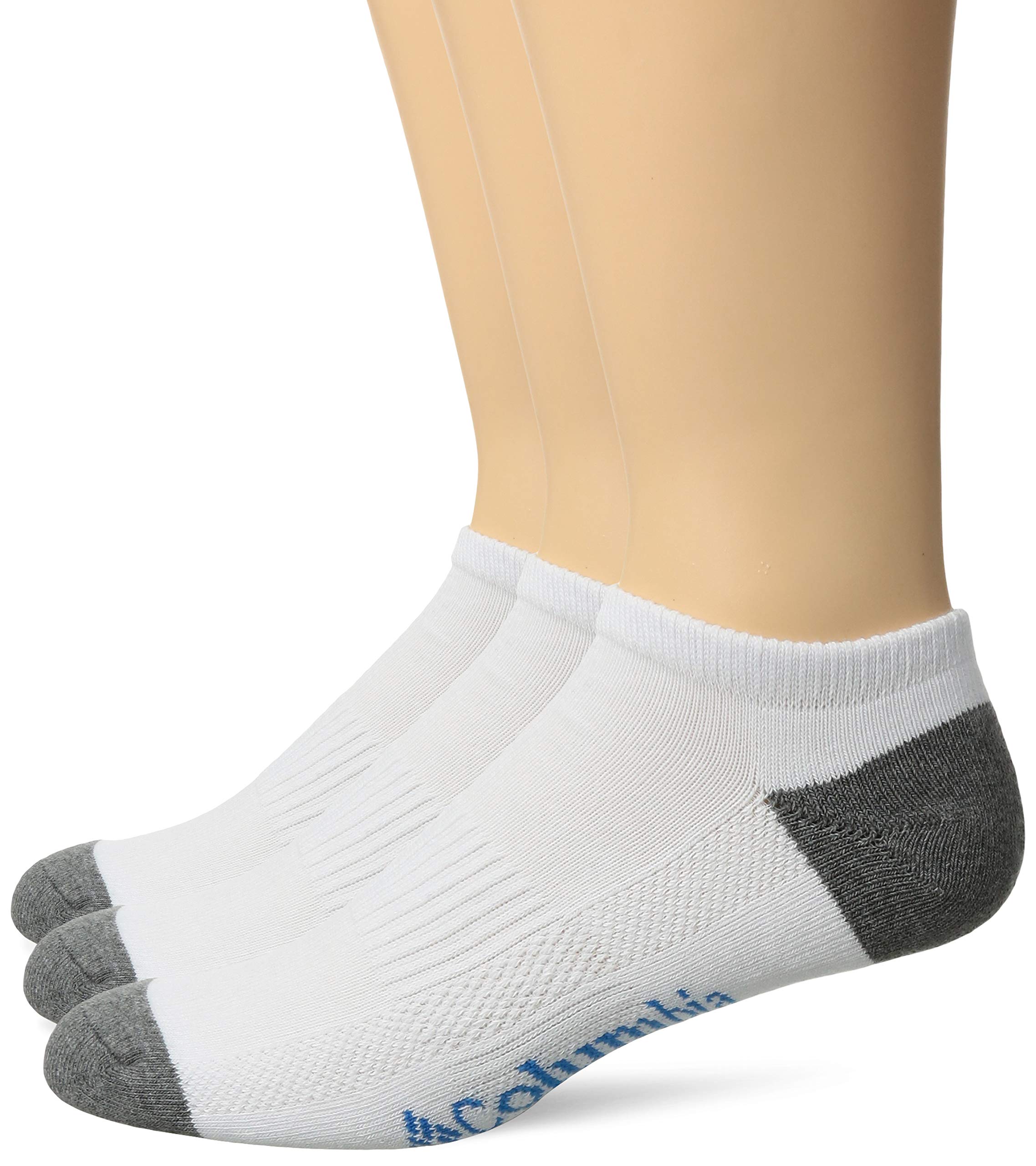 Columbia Mens Half Cushion No-show Socks, 3-pack Casual, White, 10-13 US