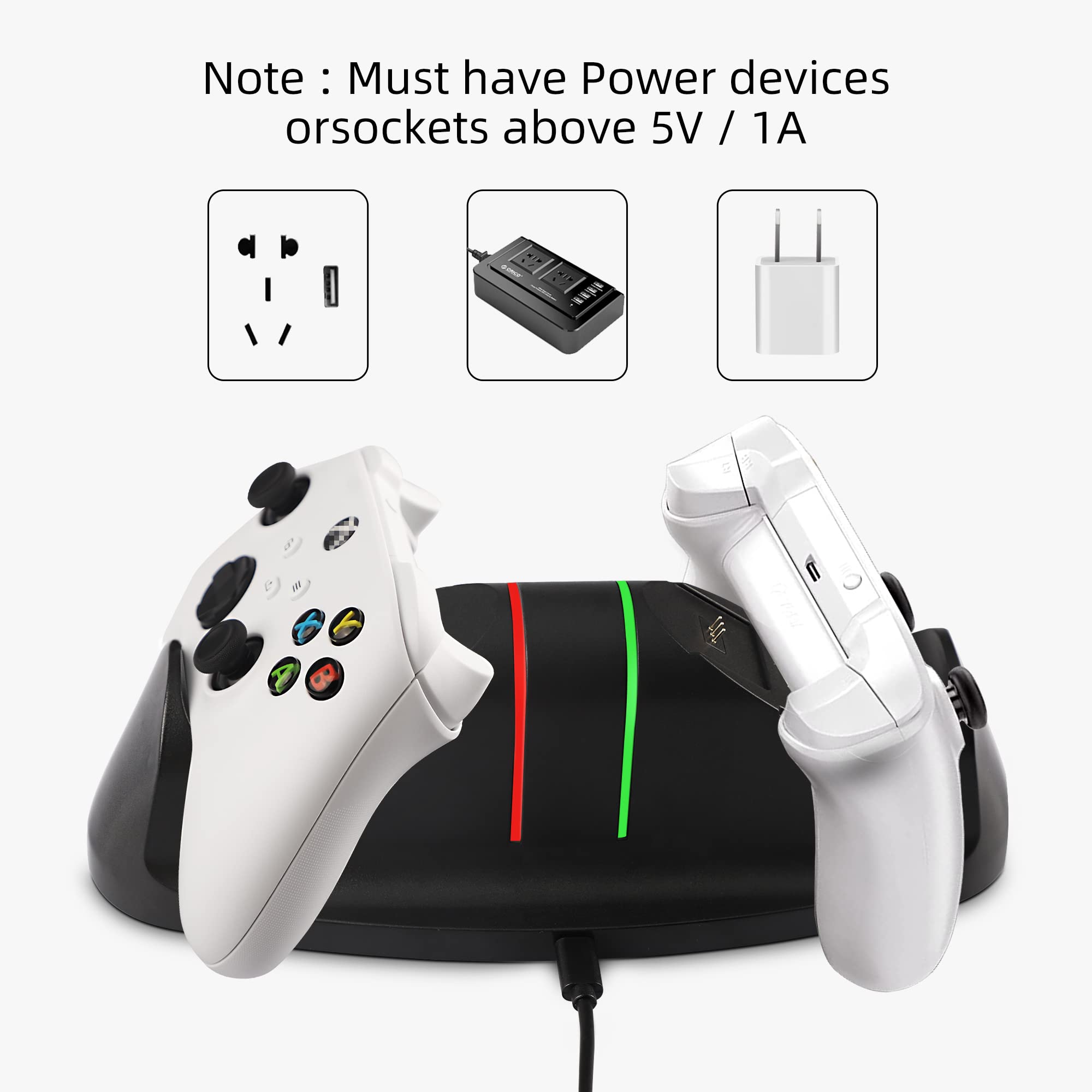 Controller Charger for Xbox Series X, Charger Stand Dock and Rechargeable Battery Pack for for Xbox One/One X/One S/One Elite/Series X/Series S Controller, with Battery Cover and Charging Cable