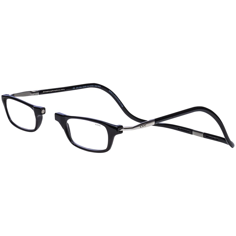 Clic Magnetic Reading Glasses (Expandable), Adjustable Temple Computer Readers, Original Expandable, (M-XL, Black, 1.75 Magnification)