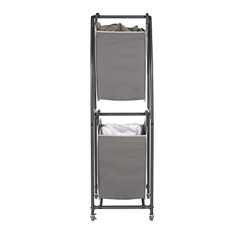 Neatfreak - 2 Tier Laundry Sorter - Laundry Hamper With Wheels & 2 x Laundry Basket Tote Bags For Dirty Clothes, Towels, Blankets, Bathroom Storage & Laundry Room Organization