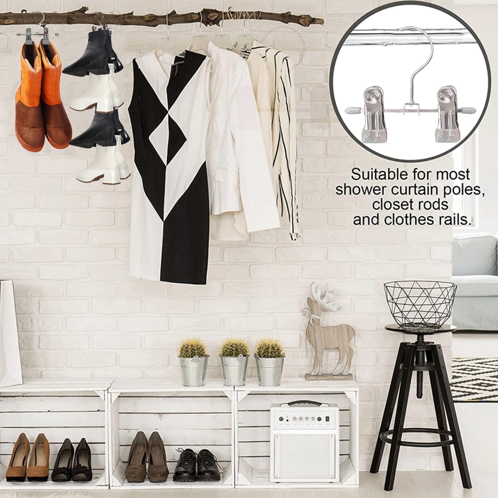 Enlivczom Boot Storage, Lightweight and Convenient Boot Organizer, Boot Holder for Hanging Boots Vertically, Two Free Lanyards (White Single Clip Circle)