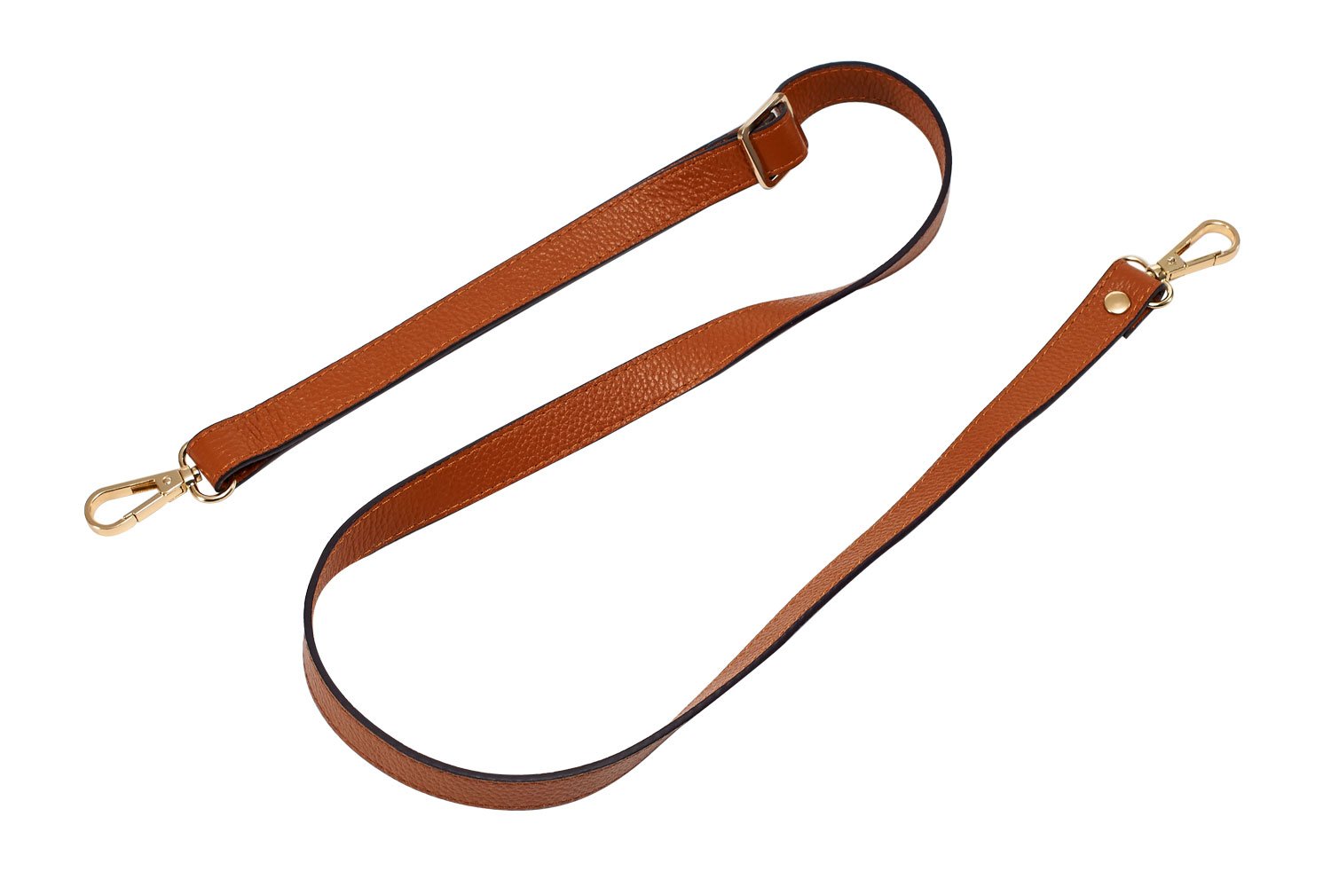 VanEnjoy Full Grain Leather Adjustable Replacement Strap Cross Body Bag Purse, 26-51 inch Gold Hardware - 1.8 CM Width (Black-Silver Metal With Tasse) (Brown)