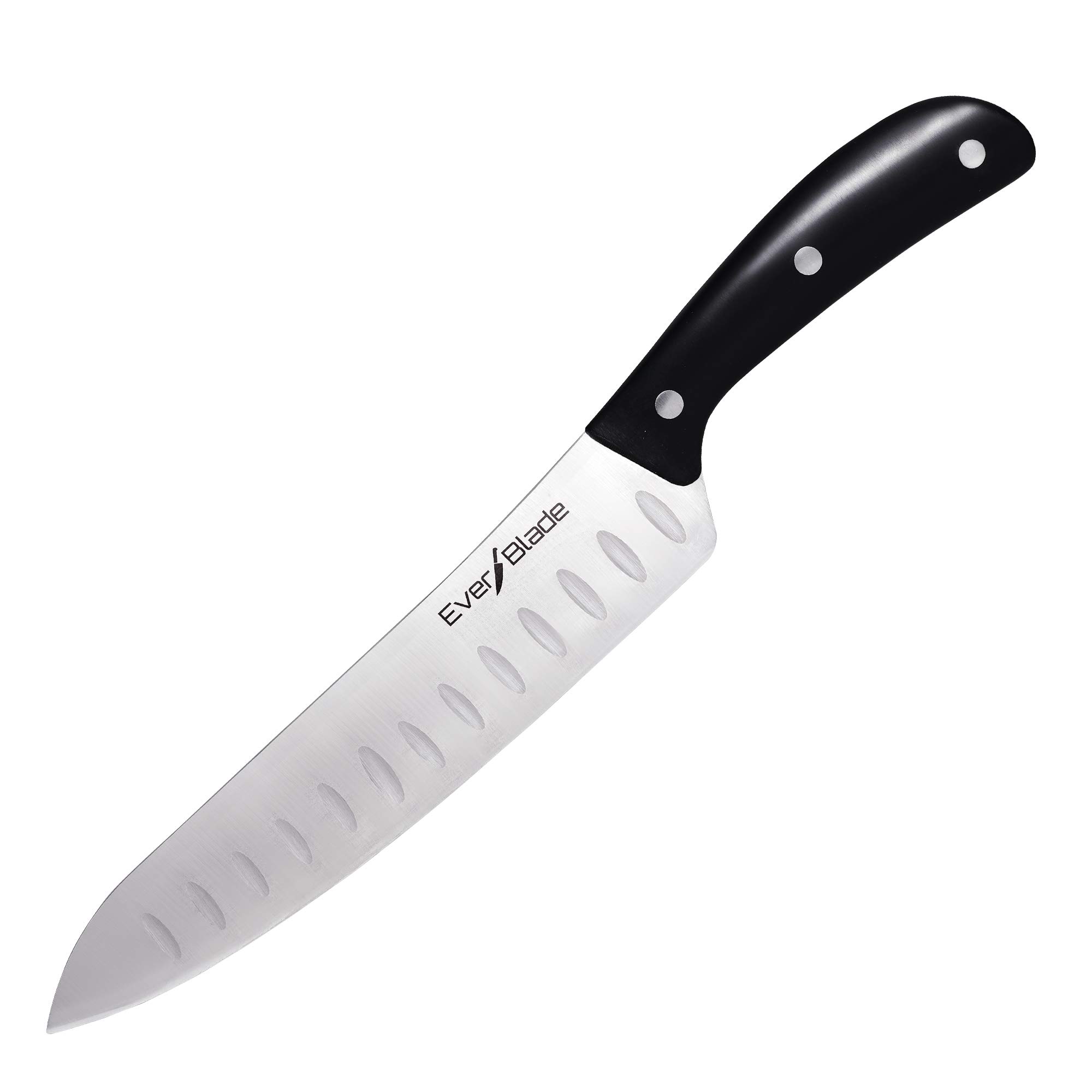 Ontel EverBlade Self Sharpening Professional Chef Knife, Deluxe Edition with Non-Stick Surface, German Steel Kitchen Knife in Knife Block with Convex Edge for Easy Slicing, Versatile & Durable