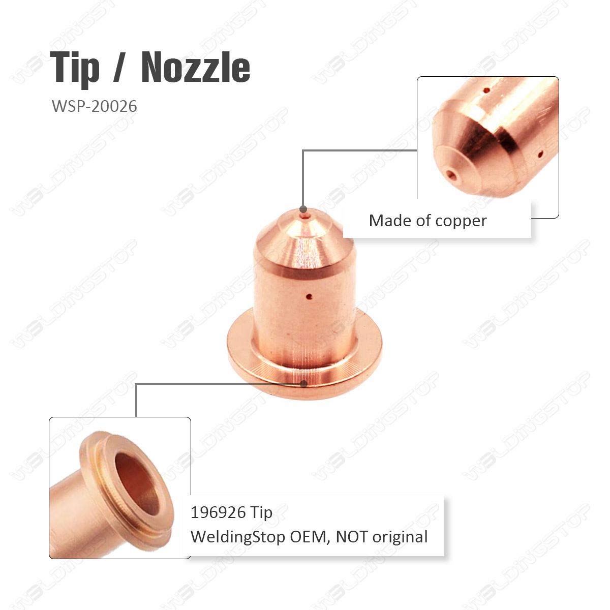 WeldingStop 10 x 196925 Electrode + 10 x 196926 Tip/Nozzle for Miller Spectrum 125C Cutter ICE-12C Torch (Aftermarket Parts)