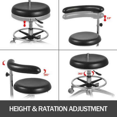 NSKI Dental Stool Medical Assitant Nurse Chair 360° Rotation PU Leather Black US Stock
