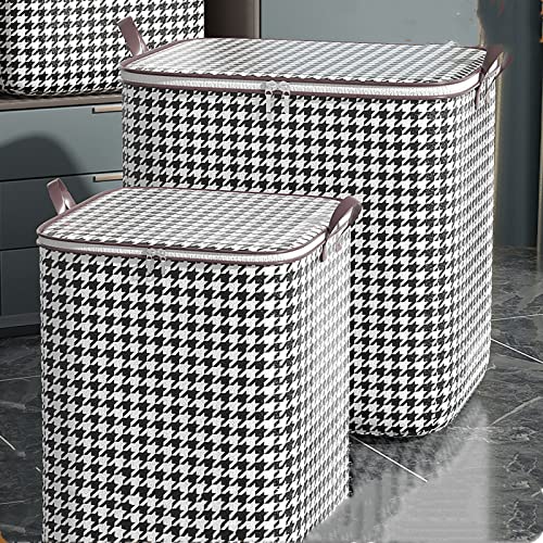Folding Clothes Storage Bag - Large Capacity Wardrobe Sorting Storage Box Portable Space Save Storage Bag with Reinforced Handle Zipper for Home Office Bedding Comforters Pillow