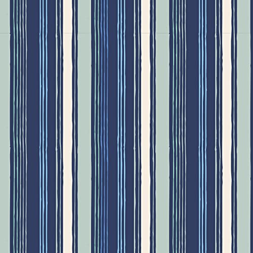 Vera Bradley Women's Recycled Cotton Indoor/Outdoor Throw Blanket, Seaside Stripe Navy - Recycled Cotton, One Size