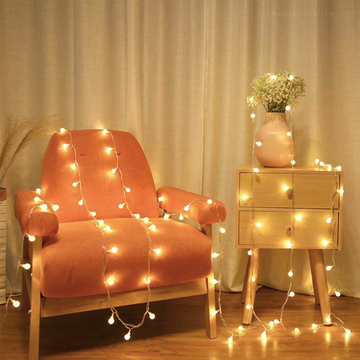 TORCHSTAR Globe Ball String Lights, Plug-in, 33ft 100 LEDs, Christmas Light 8 Lighting Modes for Bedroom Decor Indoor Outdoor, Home Wall Garden Decorations, Warm White