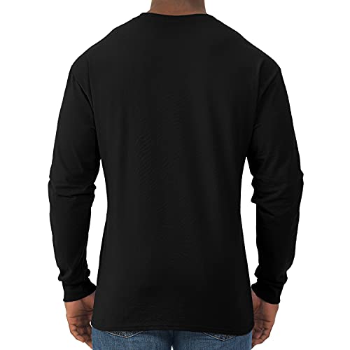 Jerzees Men's Dri-Power Cotton Blend Long Sleeve Tees, Moisture Wicking, Odor Protection, UPF 30+, Sizes S-3X, Black, Large
