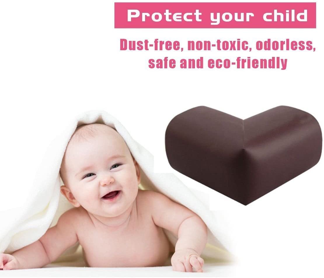 Eoney Corner Guards, Corner Protectors for Baby Safety , Furniture Table Safety Bumper with 3M Tape(10 Pack), Brown, 10Pack