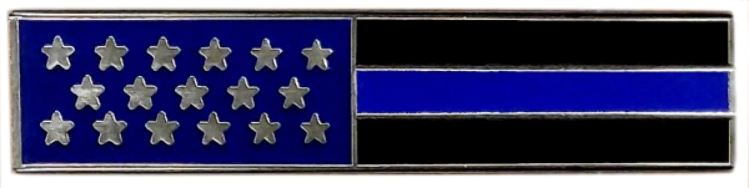 U.S. Flag Lapel Pin, Enameled & Plated, 2 Clutch Backs, 1-3/4x3/8" Regular/Clutch Back Blue Line 1-3/4 x 3/8"
