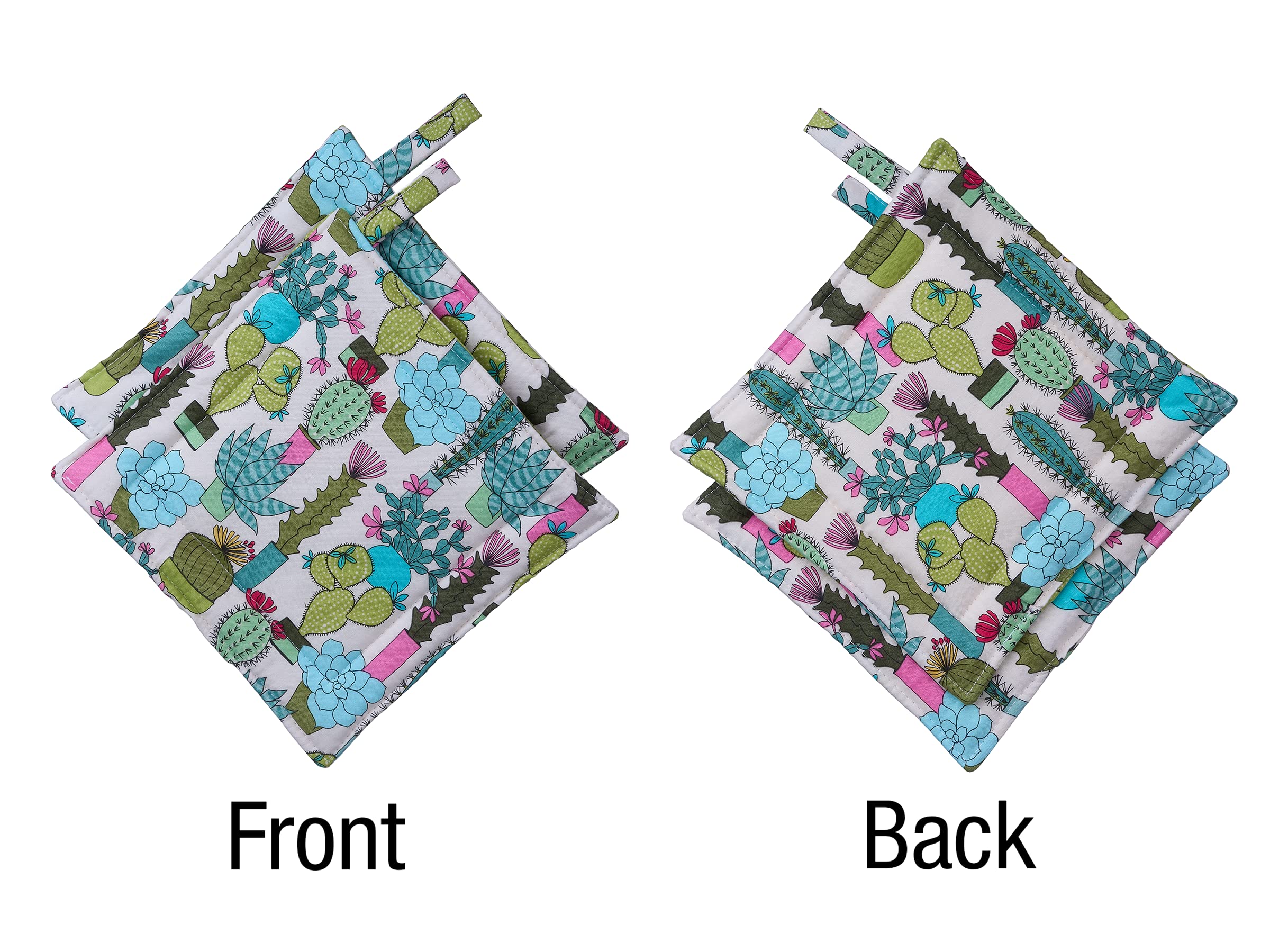 Cute Cactus Pot Holders, Set of 2 Cotton Potholders for Kitchen Decor