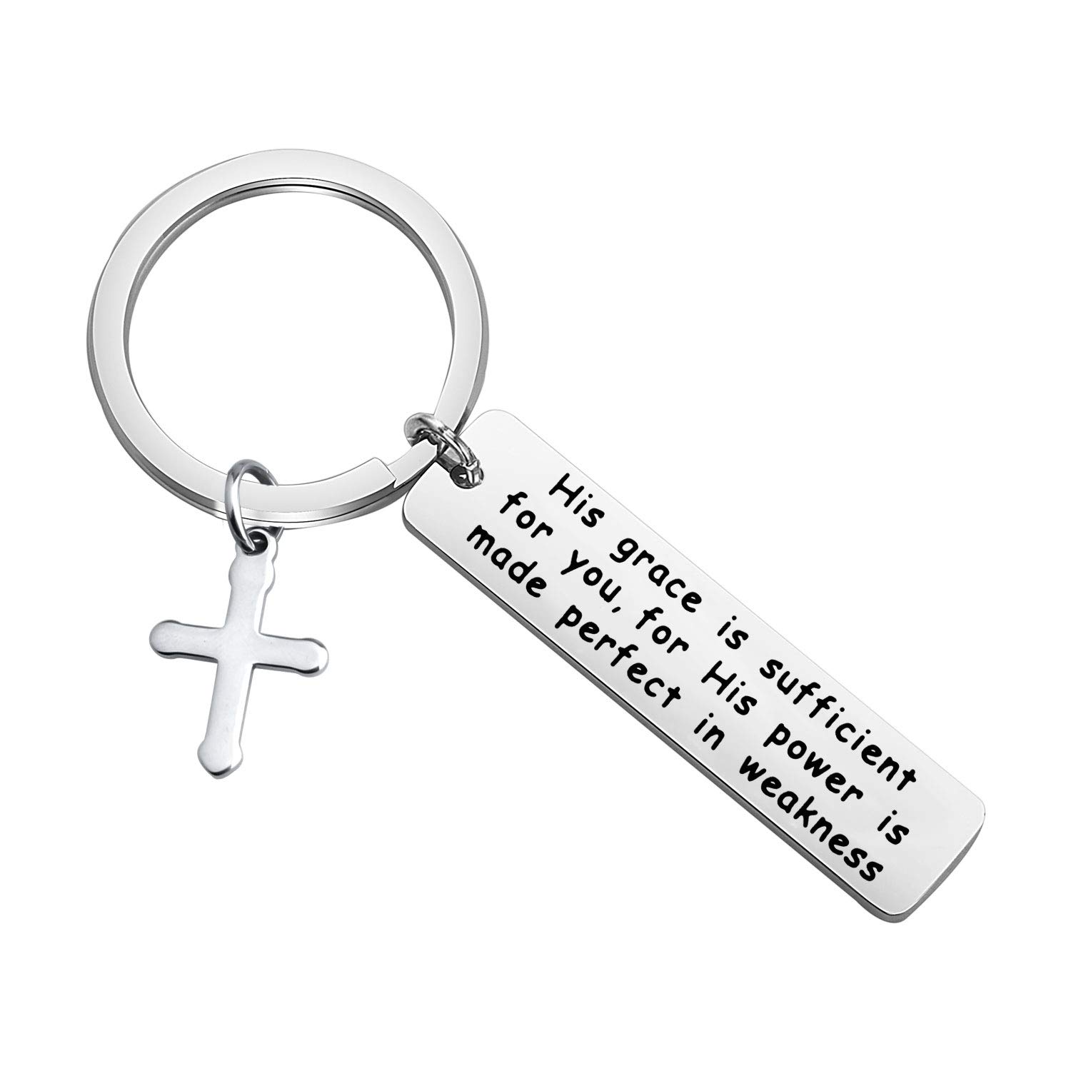 CYTING His Grace Is Sufficient 12:9 Scripture Keychain Religious Jewelry Bible Verse Gift