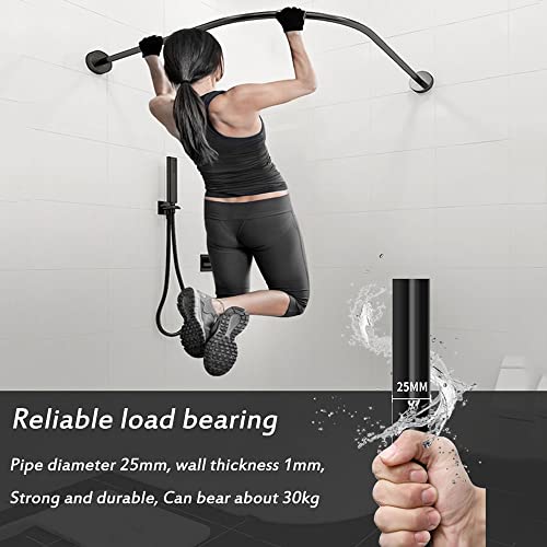Shower Curtain Rail L Shaped Telescopic Shower Curtain Rods Waterproof Curtain Rustproof Metal Curved Bathroom Curtain Rail Rod (60x80cm-80x120cm)