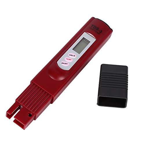 GOWENIC TDS Meter, 0~9999ppm -2% Accuracy Testing Water Quality, Temp Portable Pen Type Meter, for Aquariums,RO System,Swinging Pool, Etc (Red)