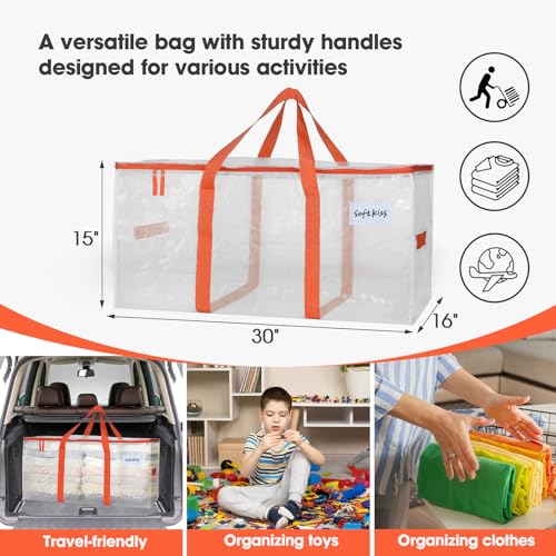 Clear Moving Bags - 9 pack Extra Large Heavy Duty Waterproof Clear Storage Bags,Backpack Straps for Packing or Travel,Oversized Foldable Moving Totes for Clothes,Alternative To Moving Box