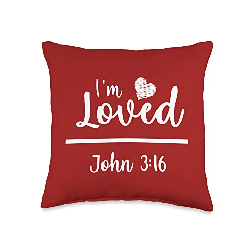 Jesus & Christian Valentines Day Gifts Clothing Religious Valentines Christian Bible Loved John 3 16 Throw Pillow, 16x16, Multicolor