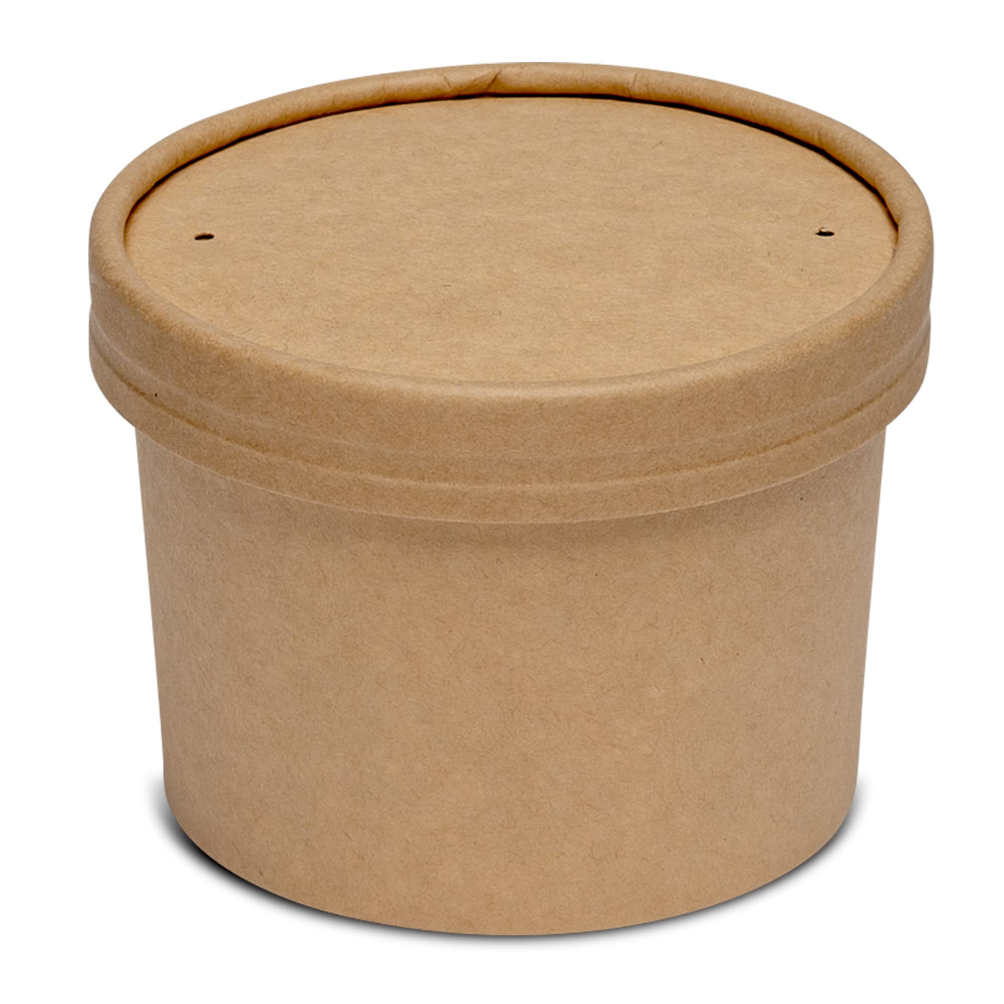 Comfy Package, 12 oz. Paper Food Containers With Vented Lids, To Go Hot Soup Bowls, Disposable Ice Cream Cups, Kraft - 50 Sets